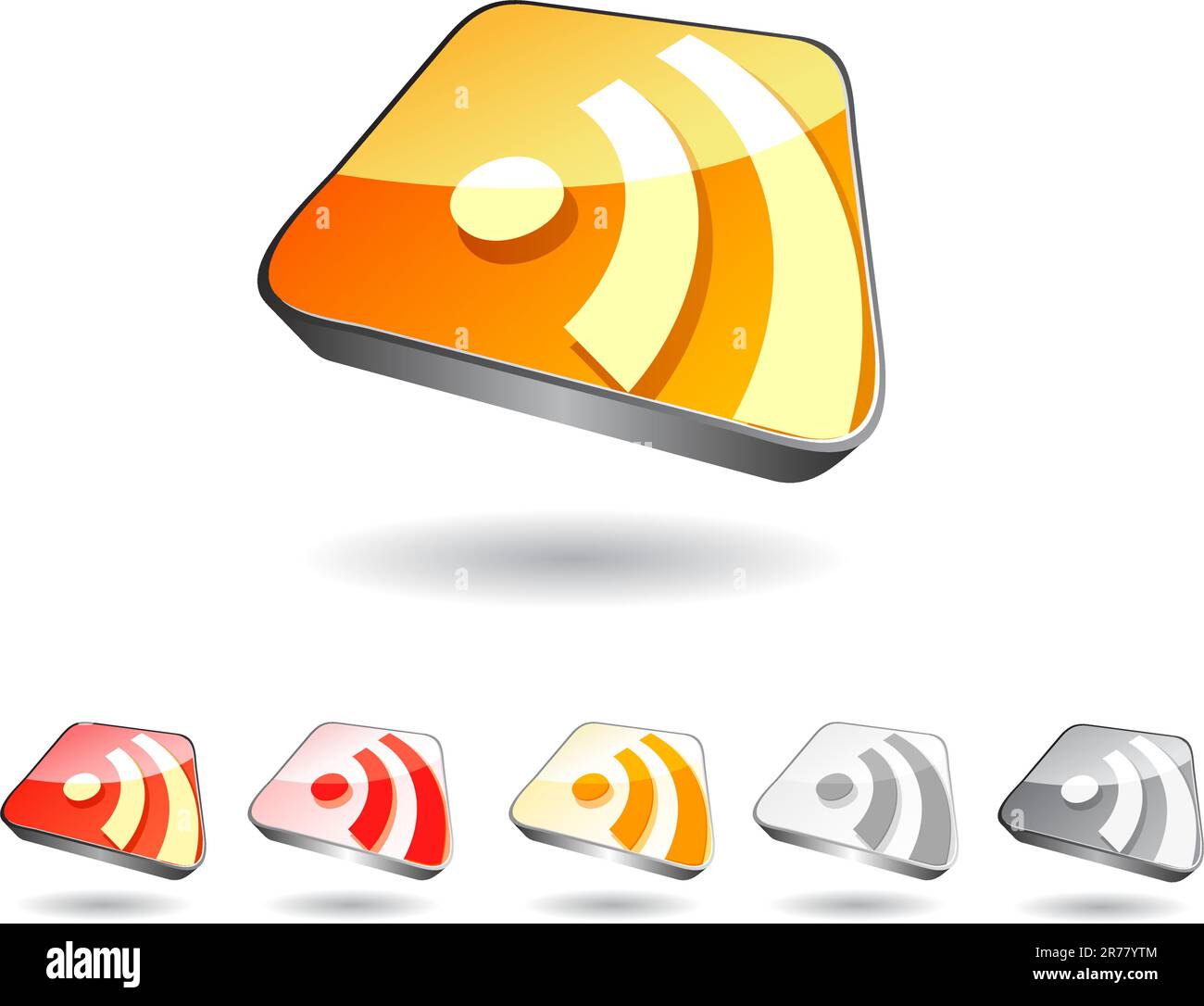 rss icon set in perspective view isolated on white background Stock ...