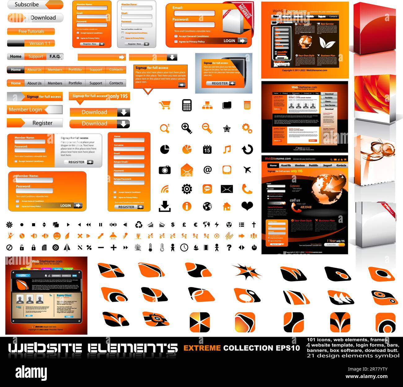 Web design elements extreme collection - frames, bars, 101 icons ...