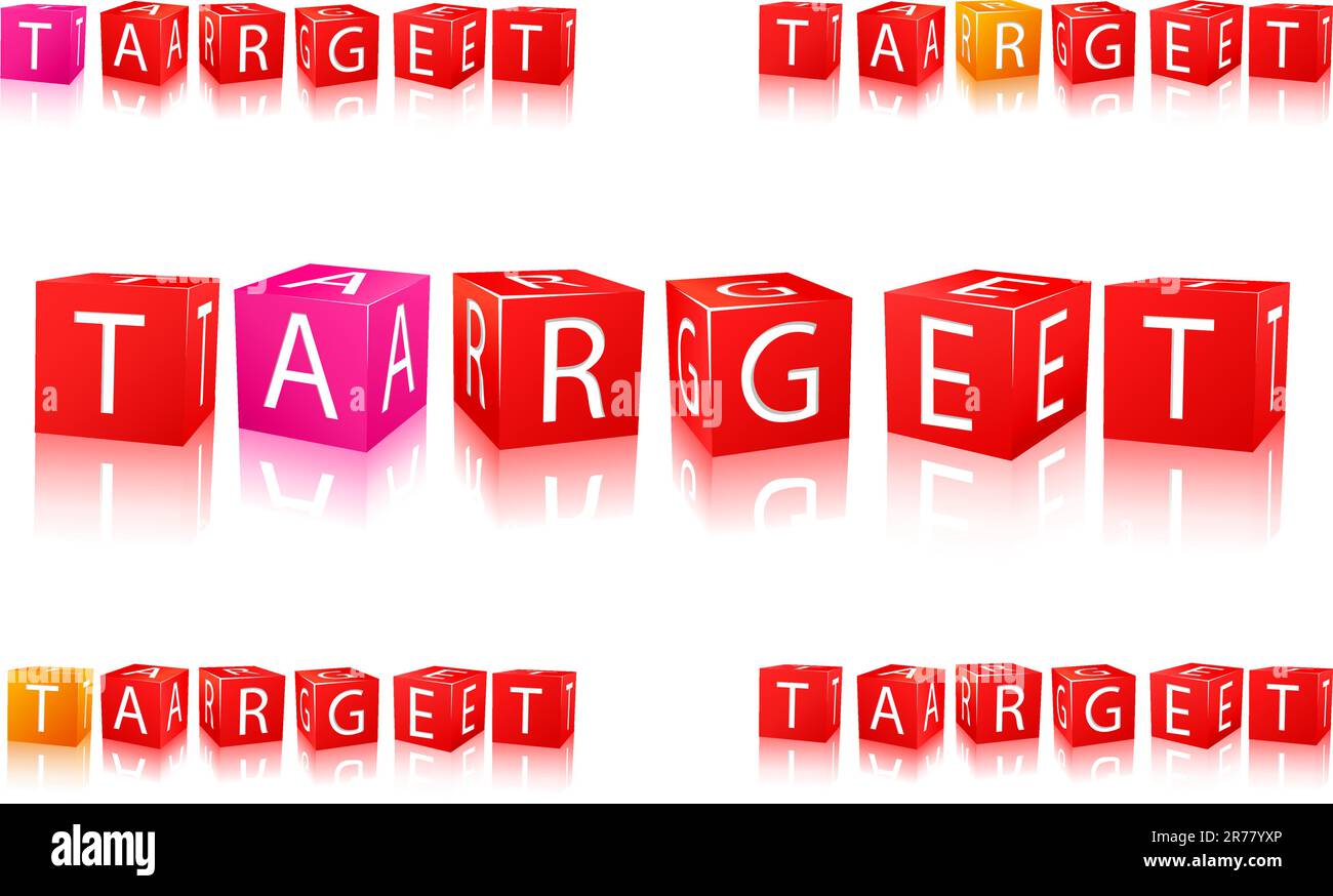 Word target composed of colorful cubes. Icon set isolated on white ...