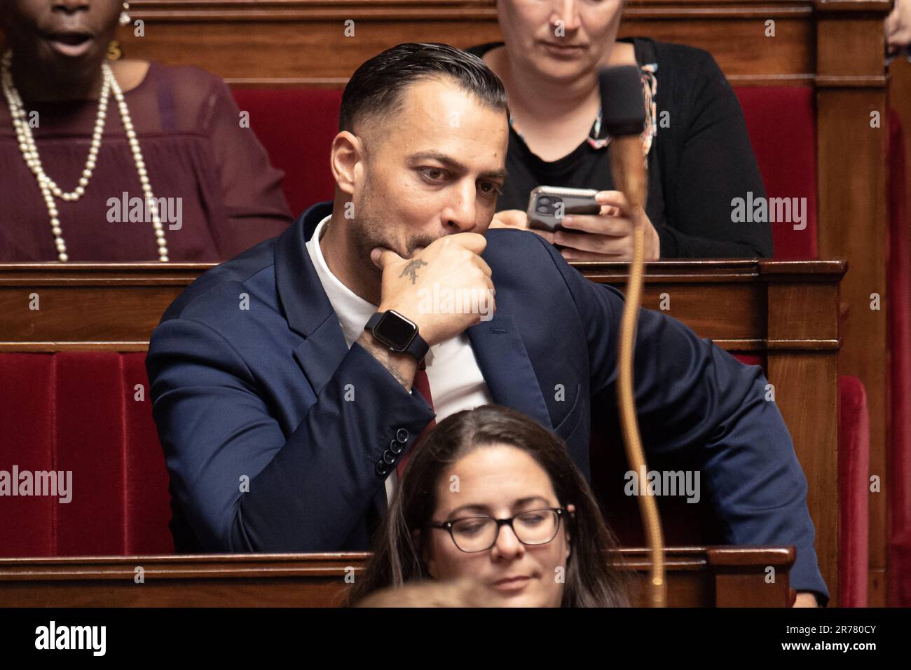 Paris, France. 13th June, 2023. Deputy, Sebastien Delogu attends a ...