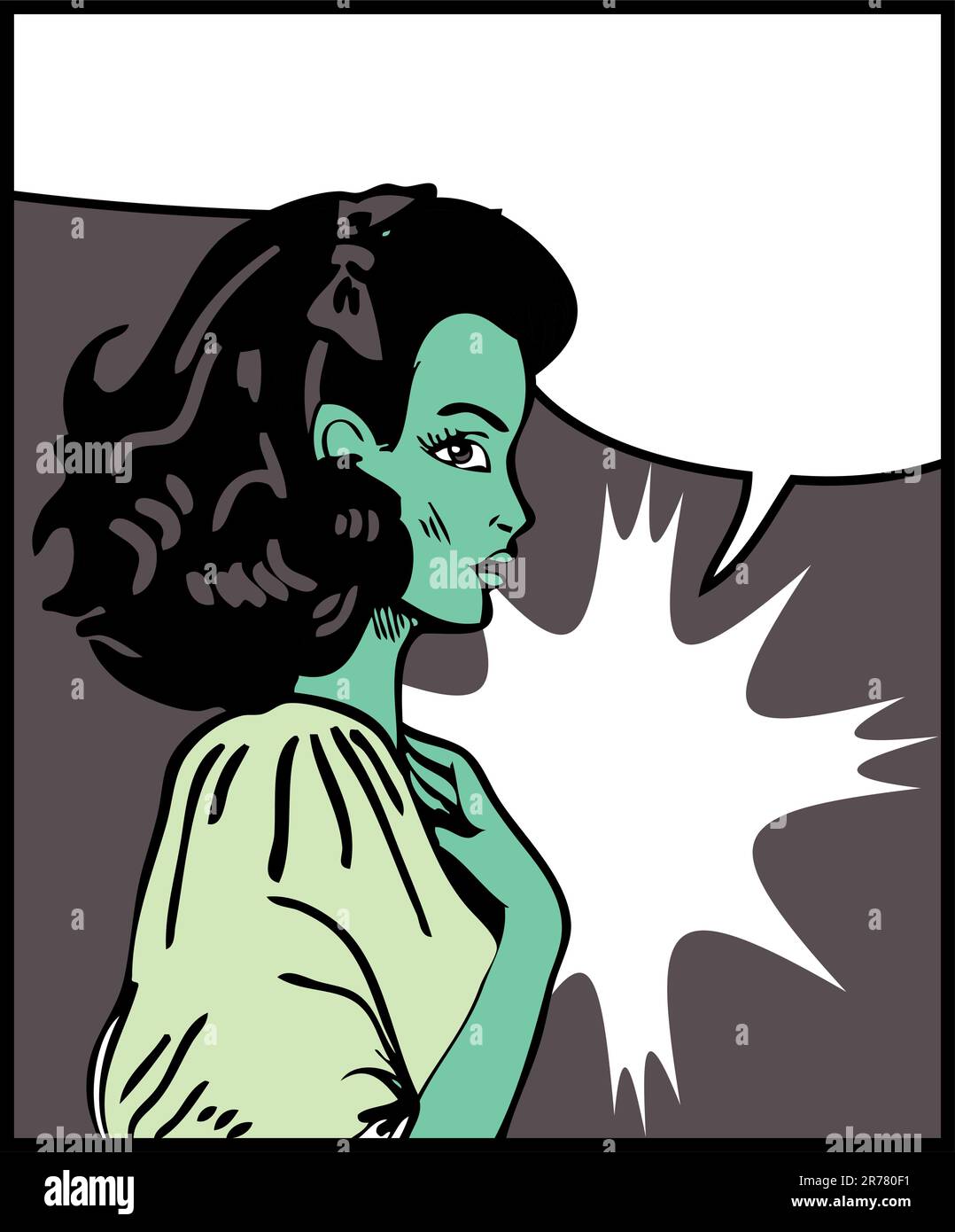 Comics Girl with Bubble speech vector vintage illustrations Stock ...