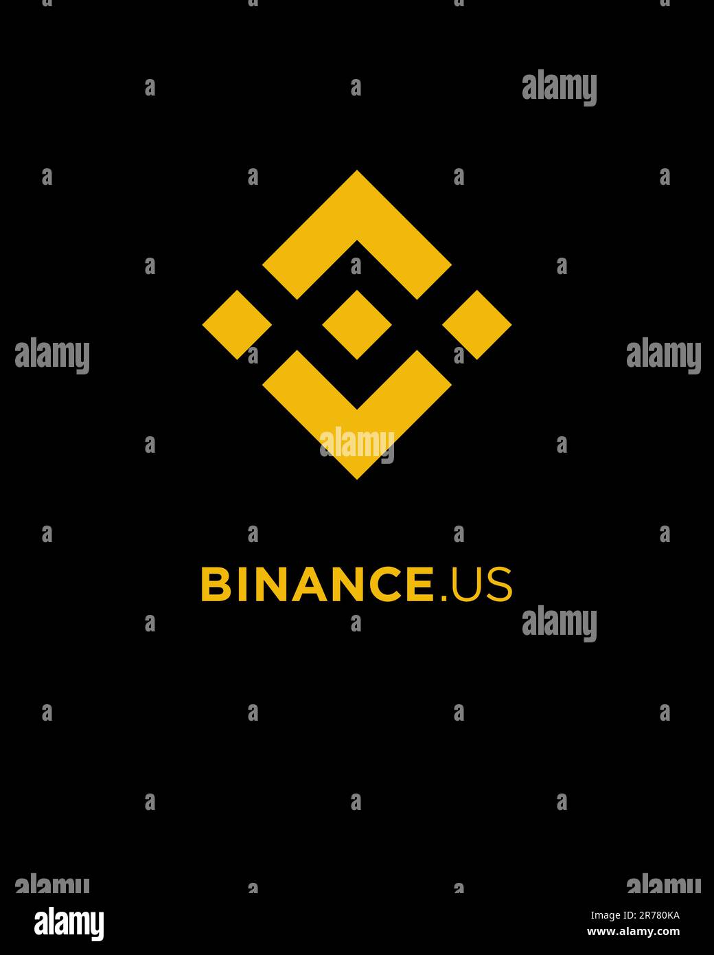 Yellow Binance US icon isolated on black background. Binance coin ...