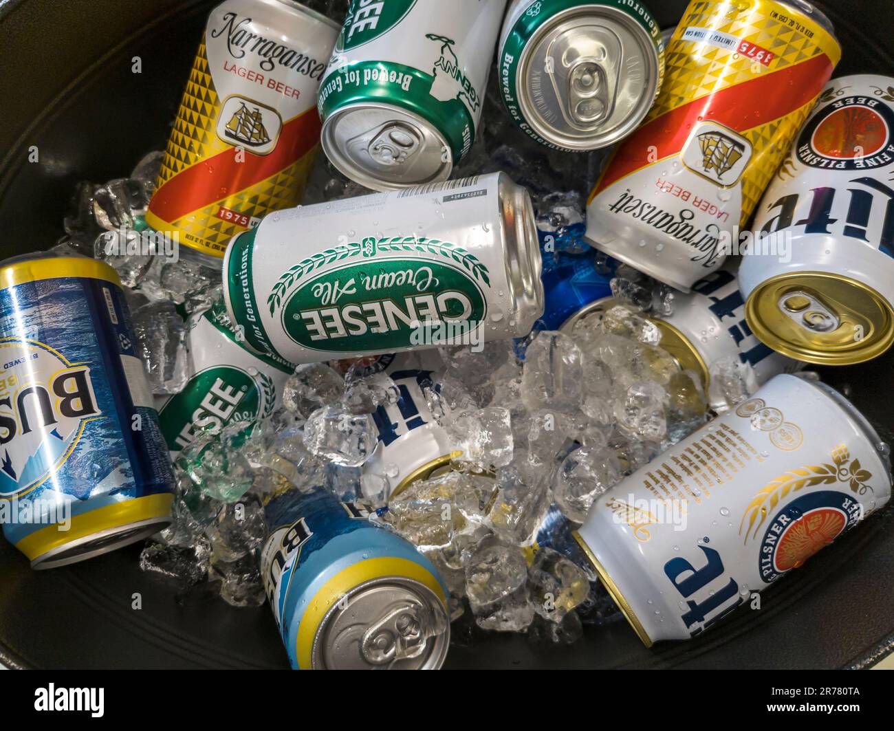 Cans of beer in an ice chest in New York on Saturday, June 10, 2023 ...