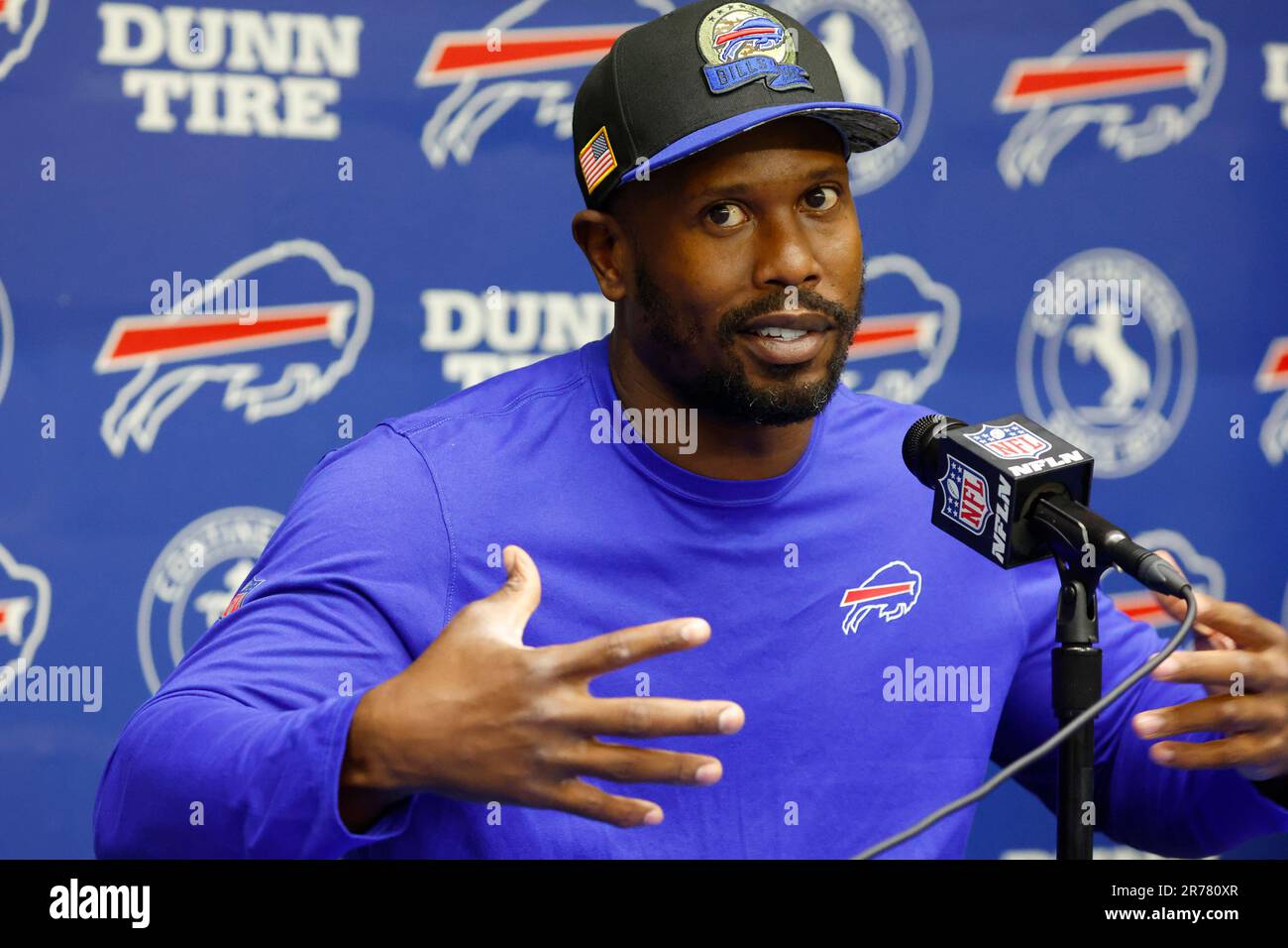Buffalo Bills linebacker Von Miller addresses the media following NFL ...