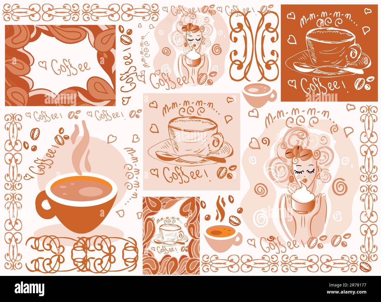 Vector coffee background wallpaper design Stock Vector Image & Art - Alamy