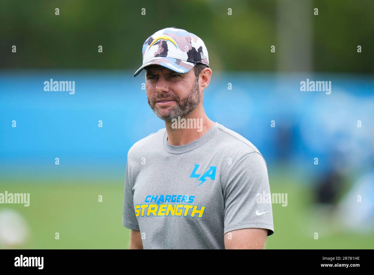 Los Angeles Chargers coach Brandon Staley walks on the field during the ...