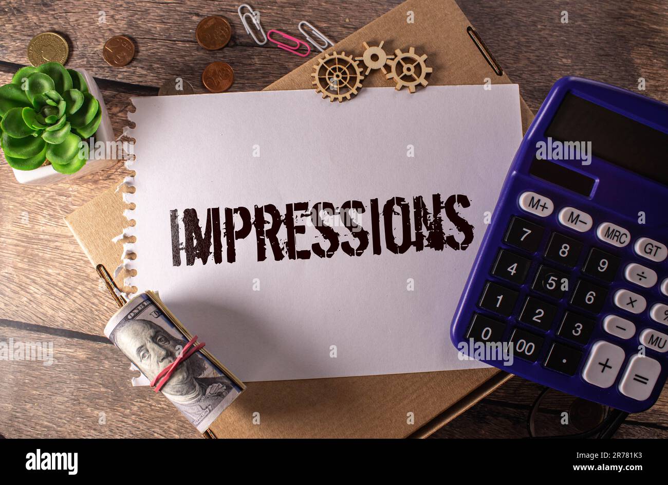 FIRST IMPRESSION text on a paper on the colorful paper background Stock ...