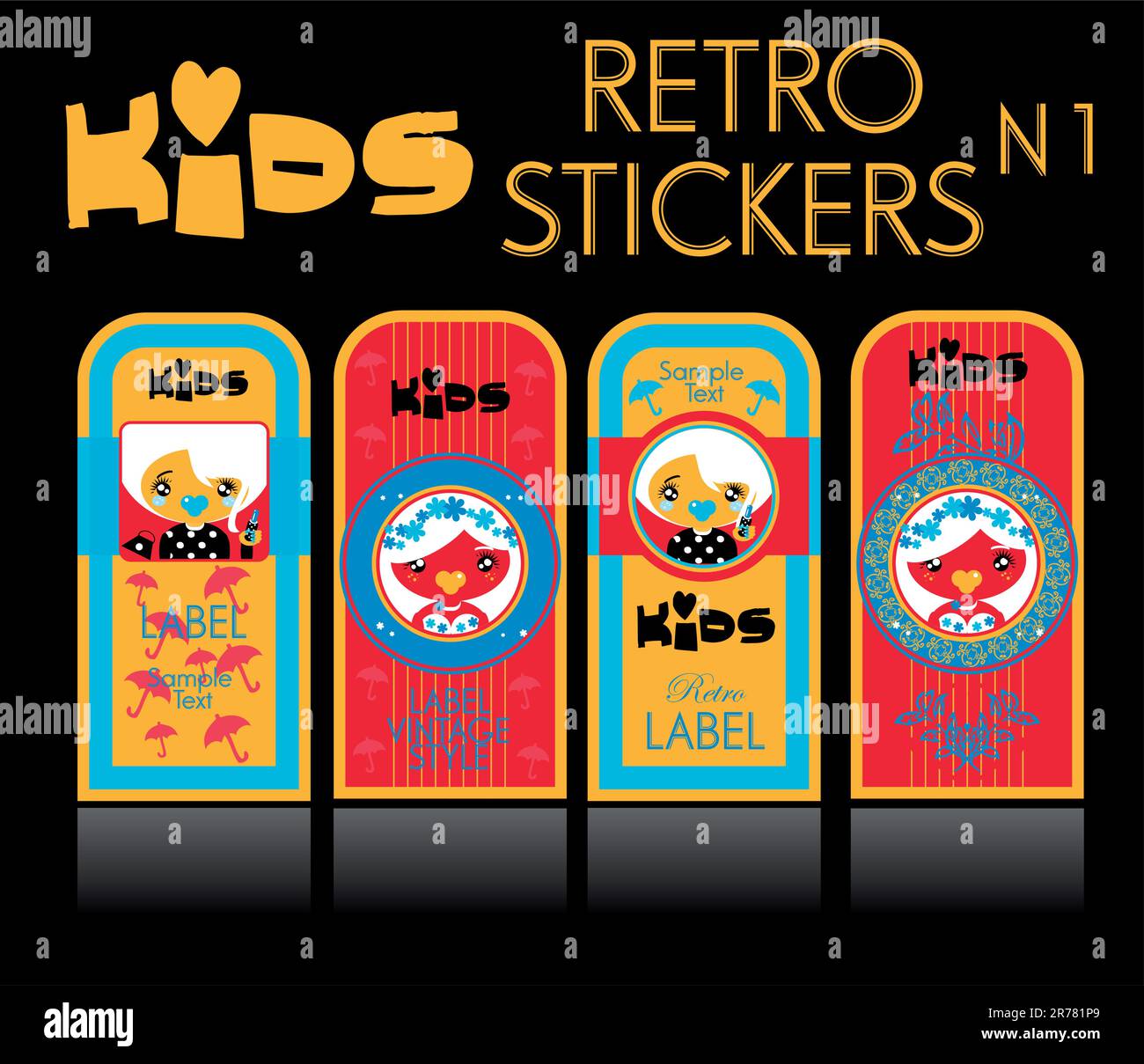 Kids vector set: vintage labels Stock Vector Image & Art - Alamy