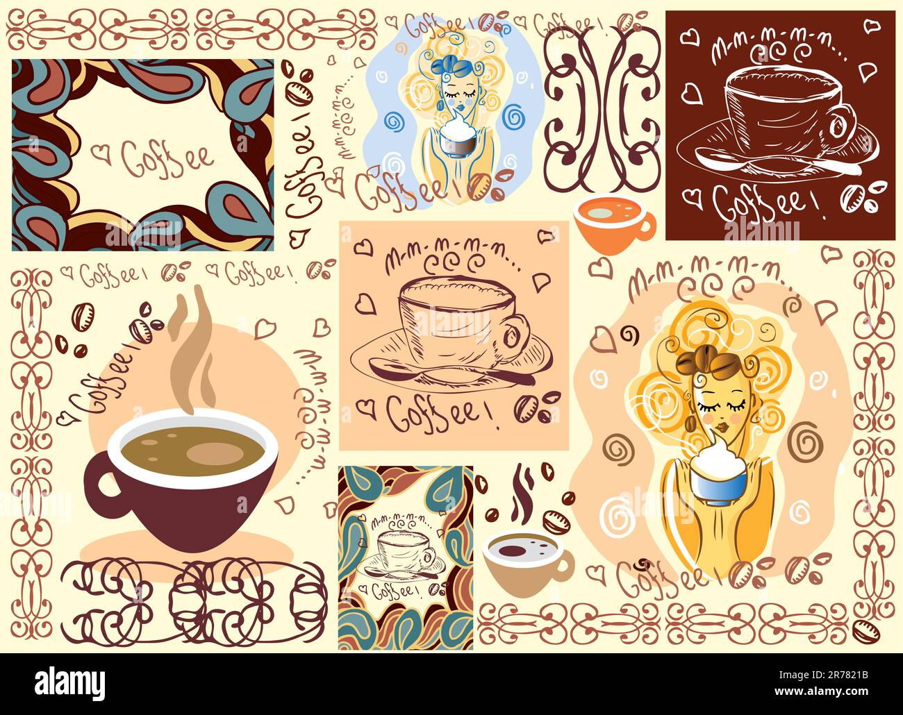 Vector coffee background wallpaper design Stock Vector Image & Art - Alamy