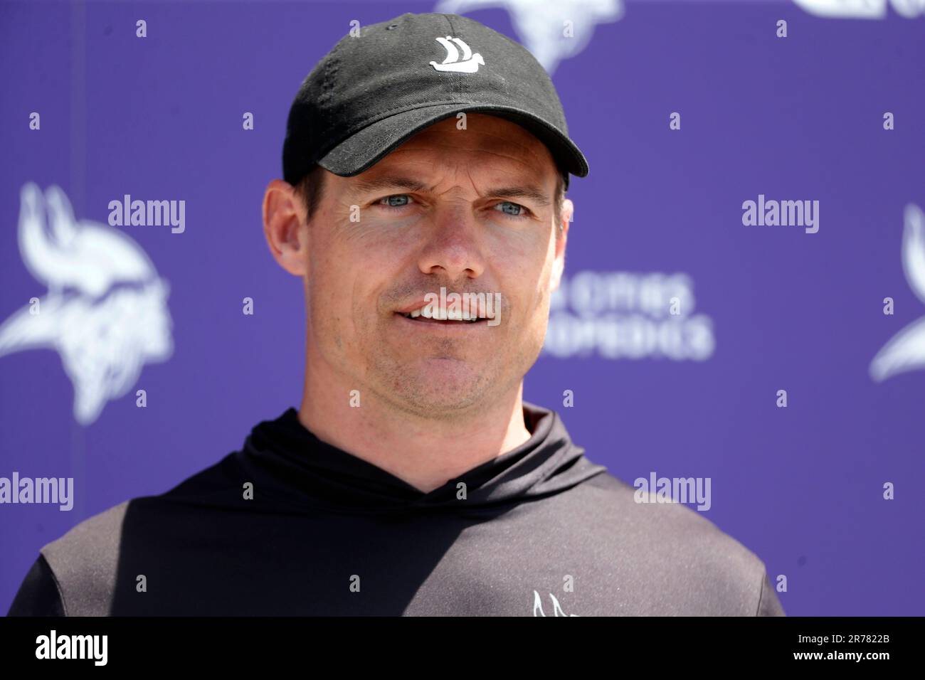 Minnesota Vikings head coach Kevin O'Connell speaks to the media after ...