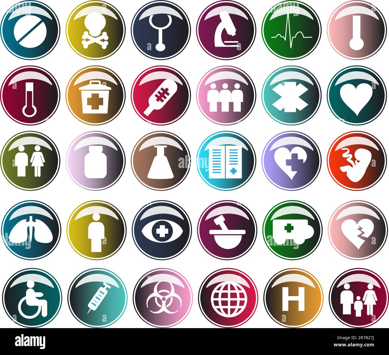 Medical button, shiny icons & warning-signs set 2 Stock Vector Image ...