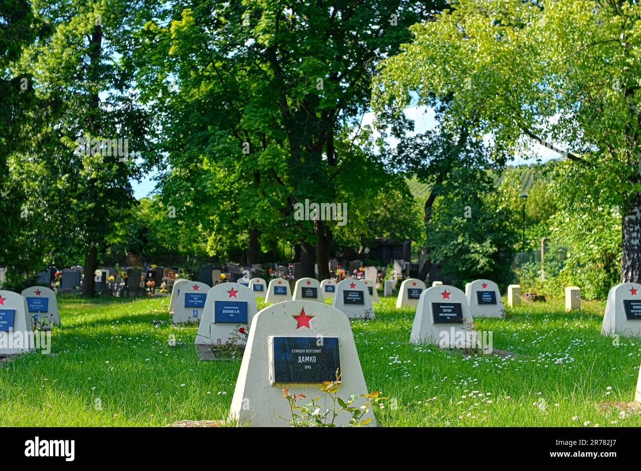 Tombstones of Red Army soldiers. Buried in April 1945, while fighting ...