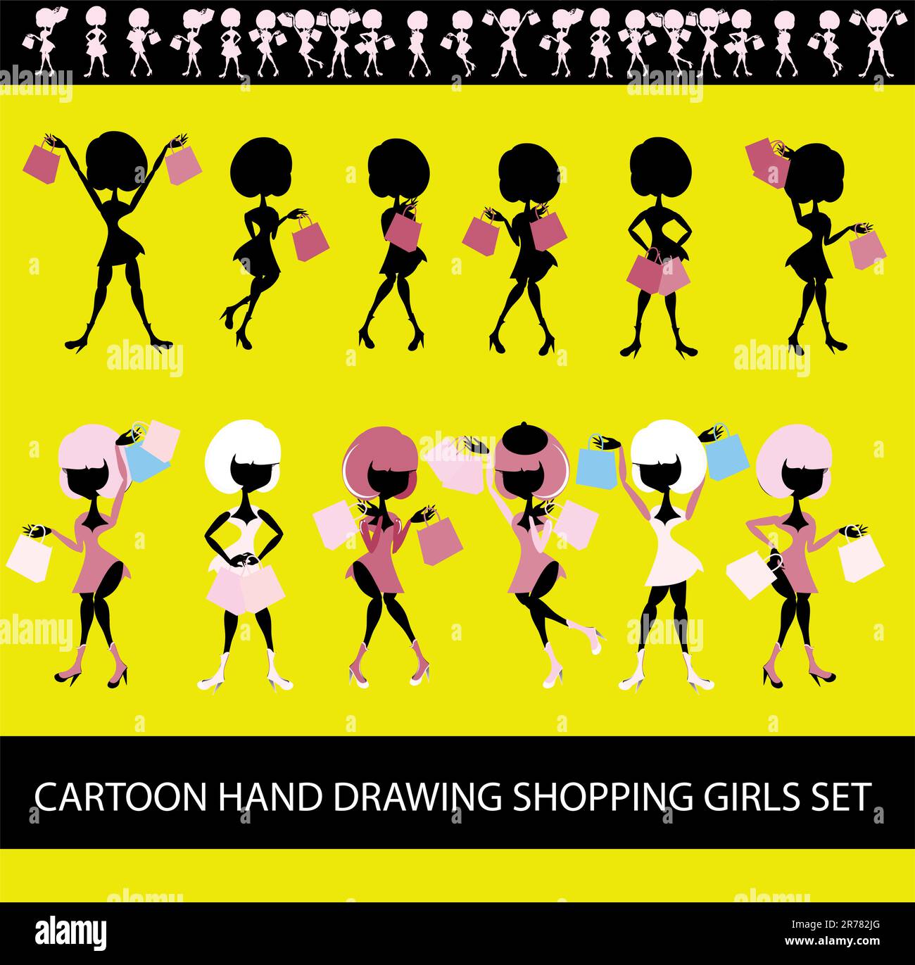 Illustration drawing shopping girls hi-res stock photography and images ...