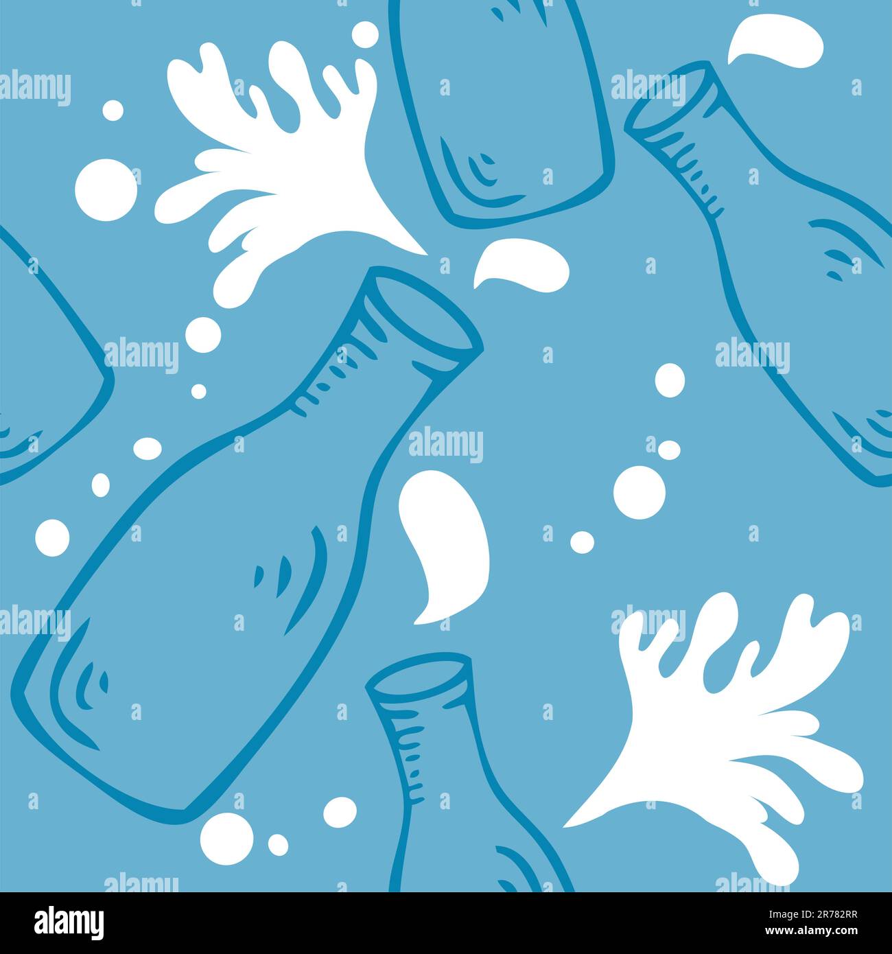 Fresh Milk Seamless Food Background Pattern With Milk Bottle And Drops