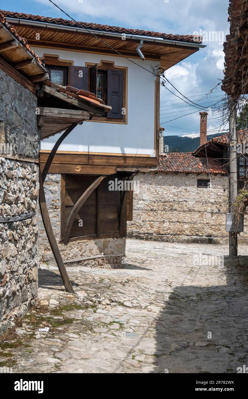Typical Street and old houses in historical town of Koprivshtitsa ...