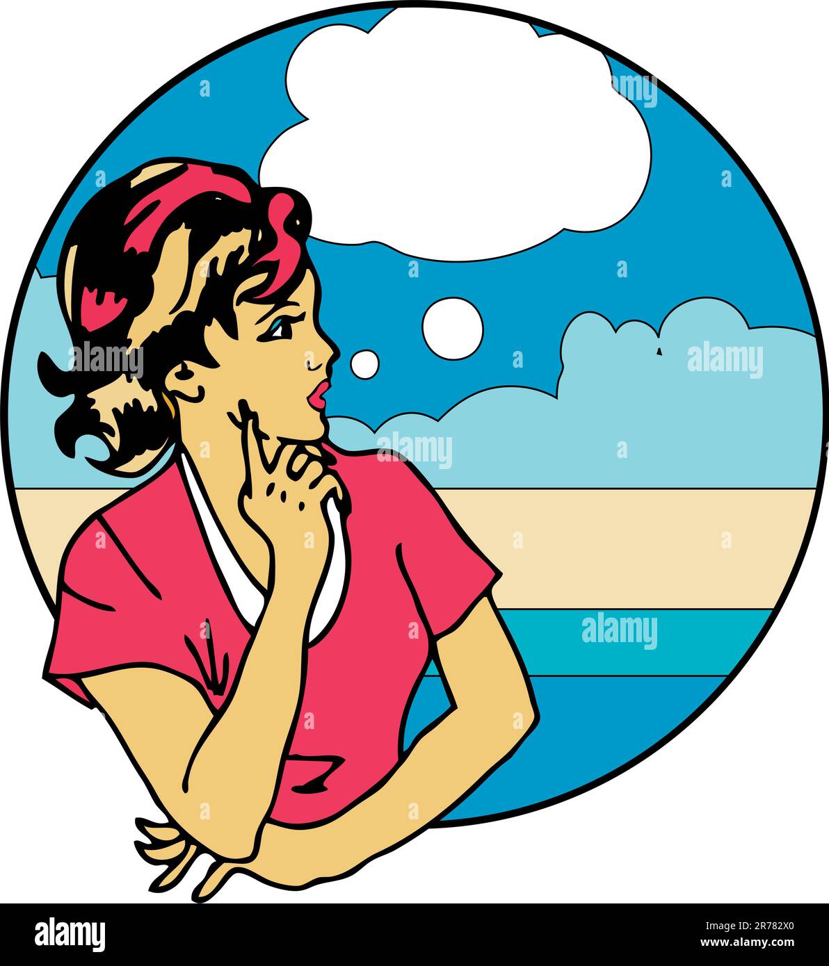 Cute Retro Gal Looking And Think Speak Popart Clipart Stock Vector Image And Art Alamy 