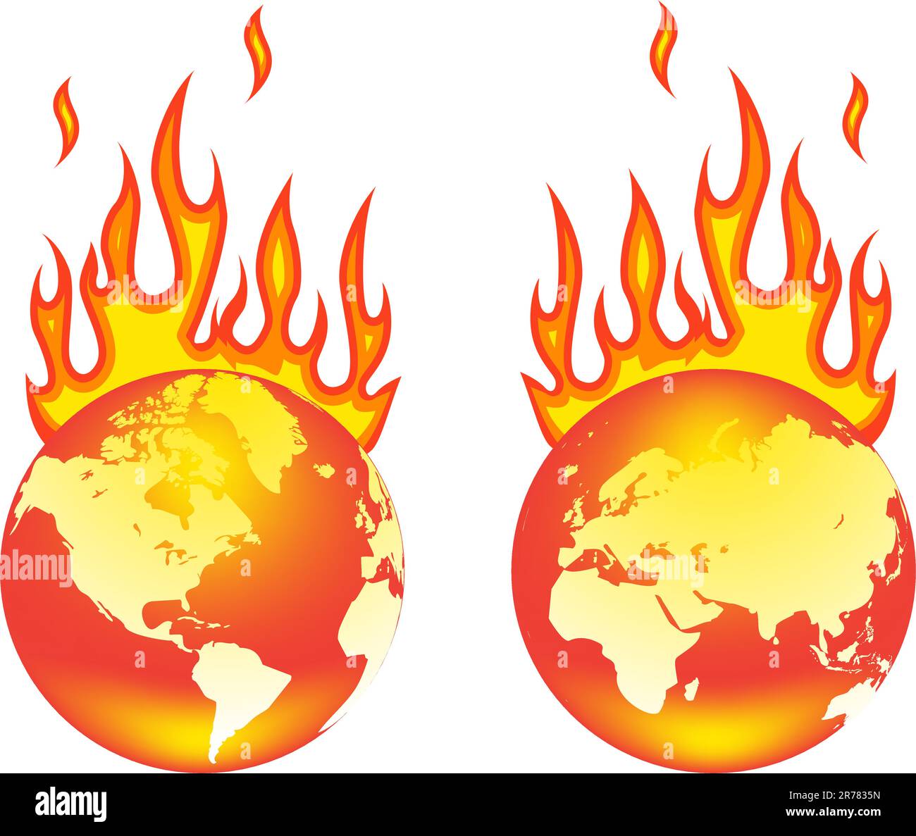 Earth On Fire. Isolated on a white background Stock Vector Image & Art ...