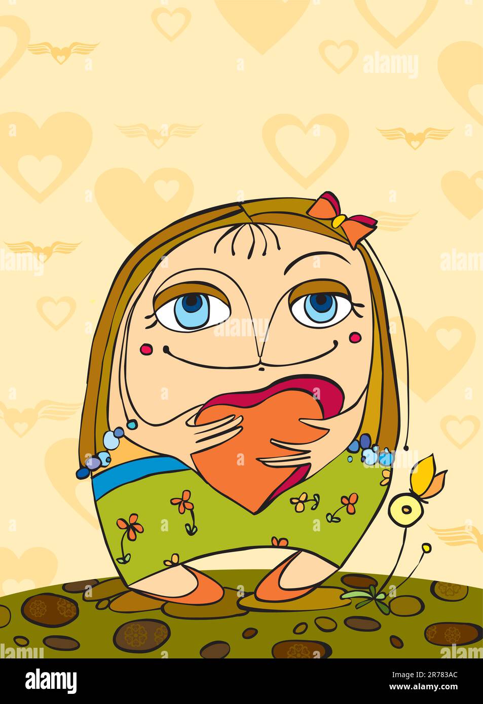 Beautiful girl in love Stock Vector Images - Alamy