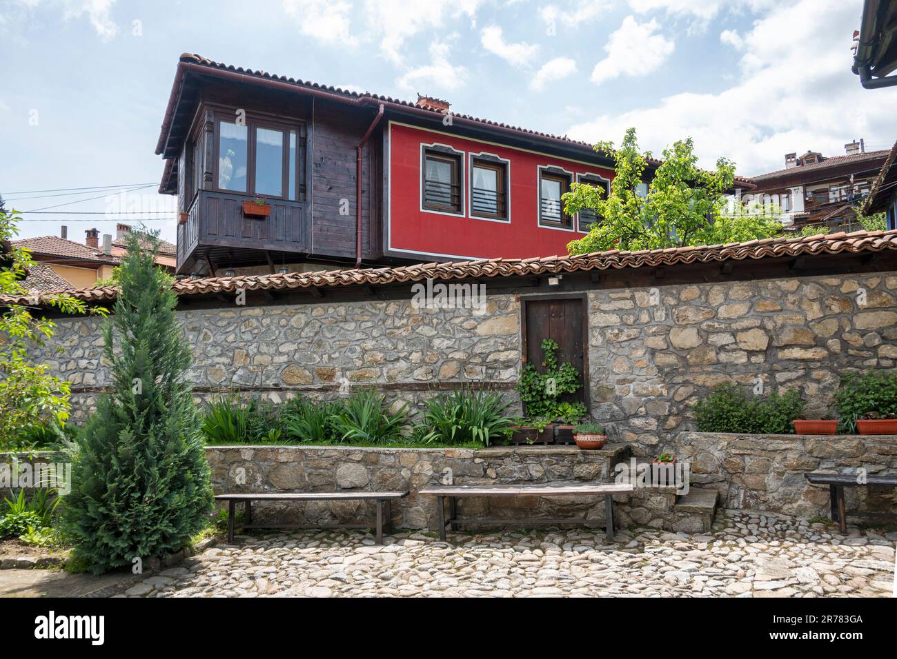 Typical Street and old houses in historical town of Koprivshtitsa ...