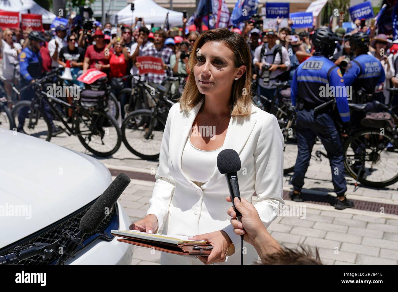 Alina Habba, lawyer for former President Donald Trump, speaks outside ...