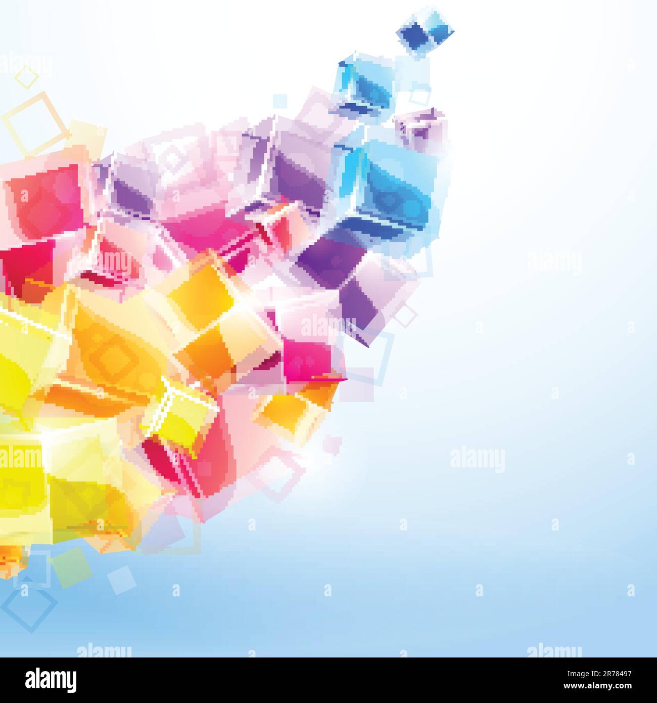 3d bright abstract background with transparent cubes - vector ...