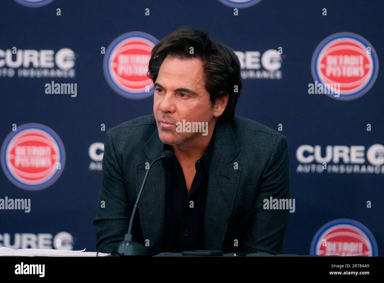 Detroit Pistons owner Tom Gores addresses the media after Monty ...