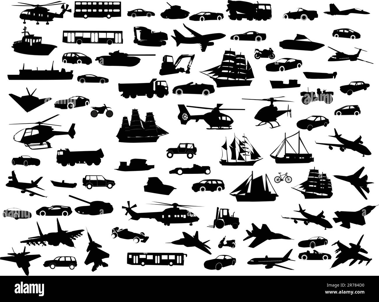 big collection of transportation silhouette - vector Stock Vector Image ...