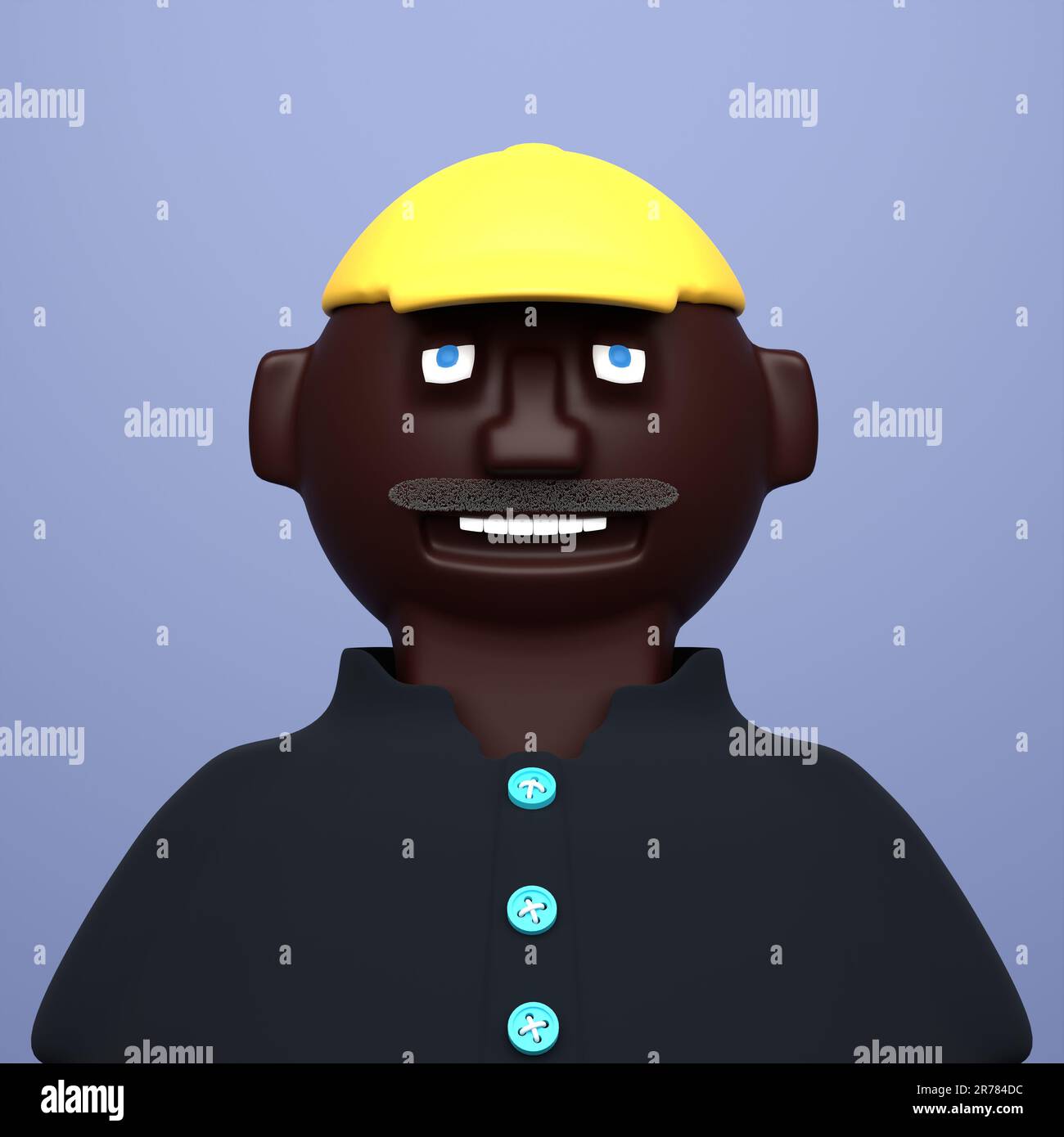 funny smiling african american adult man with moustaches wearing black ...