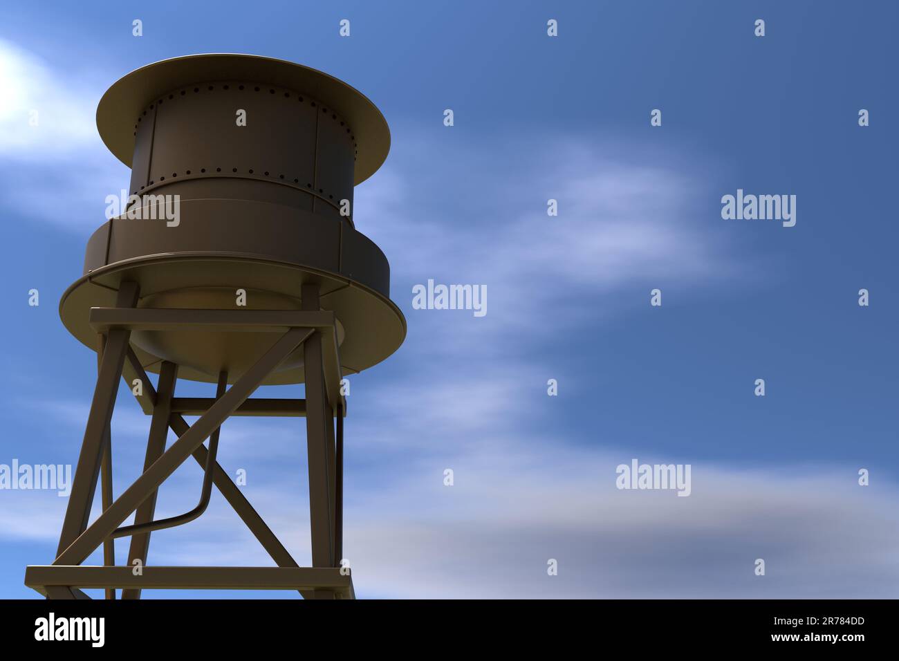 water tower container with blue sky on background. 3d style ...