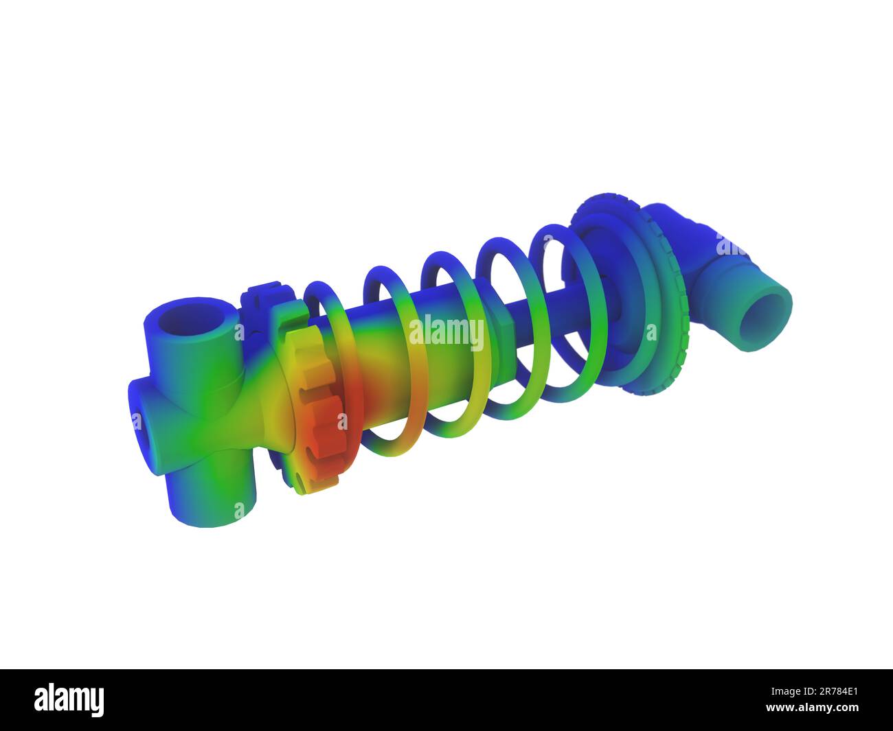 3d render illustration stress analysis of car part component with gear ...