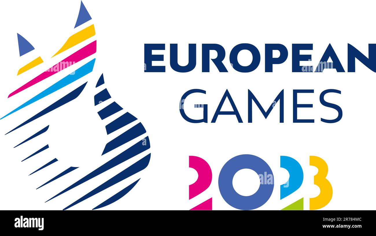Kyiv, Ukraine - June 2023: Official logo of 3rd European Games. EG2023 ...