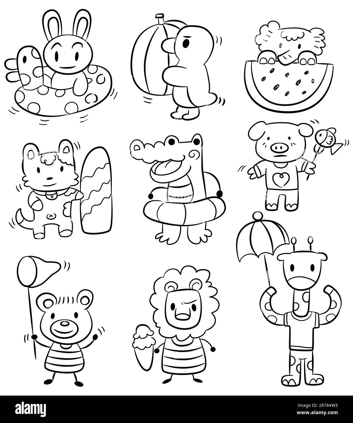 Rabbit wild animal cartoon Black and White Stock Photos & Images - Alamy