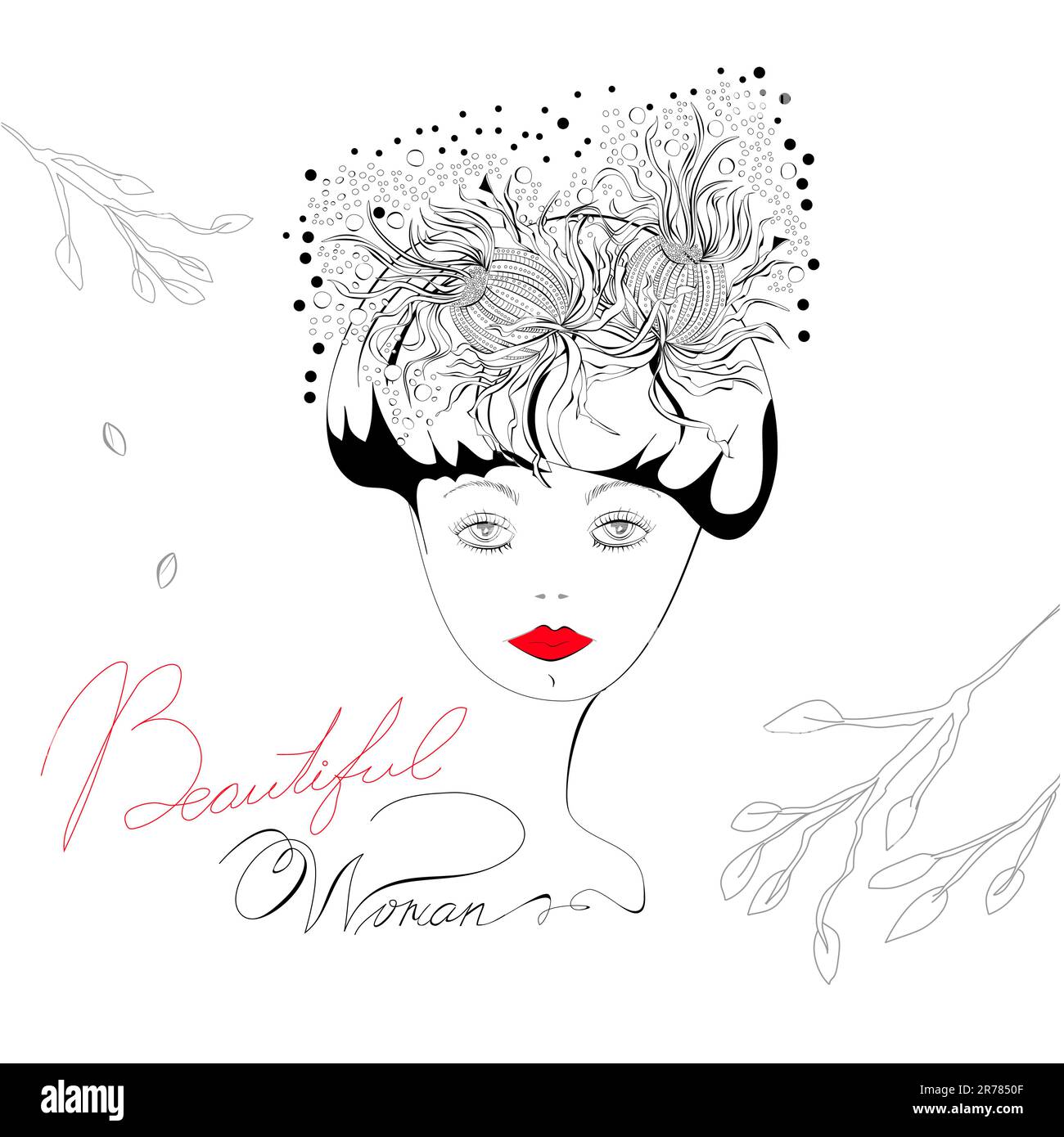 Portrait female caucasian woman Stock Vector Images - Alamy