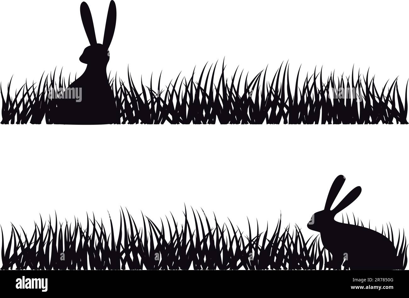 easter bunny sitting in grass, vector illustration Stock Vector Image ...