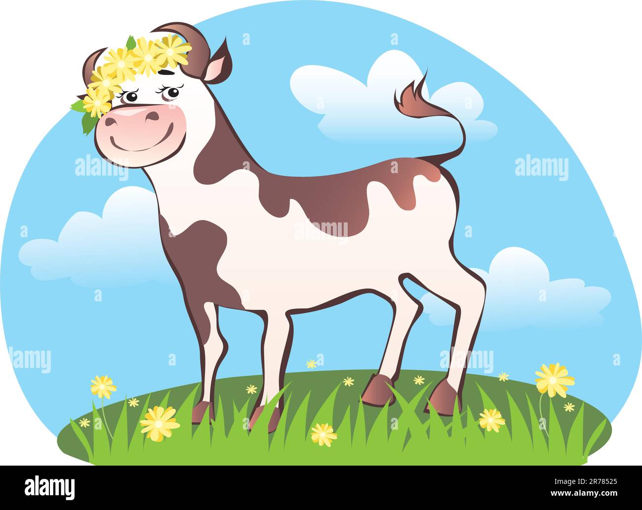 Cow in meadow grass Stock Vector Images - Alamy