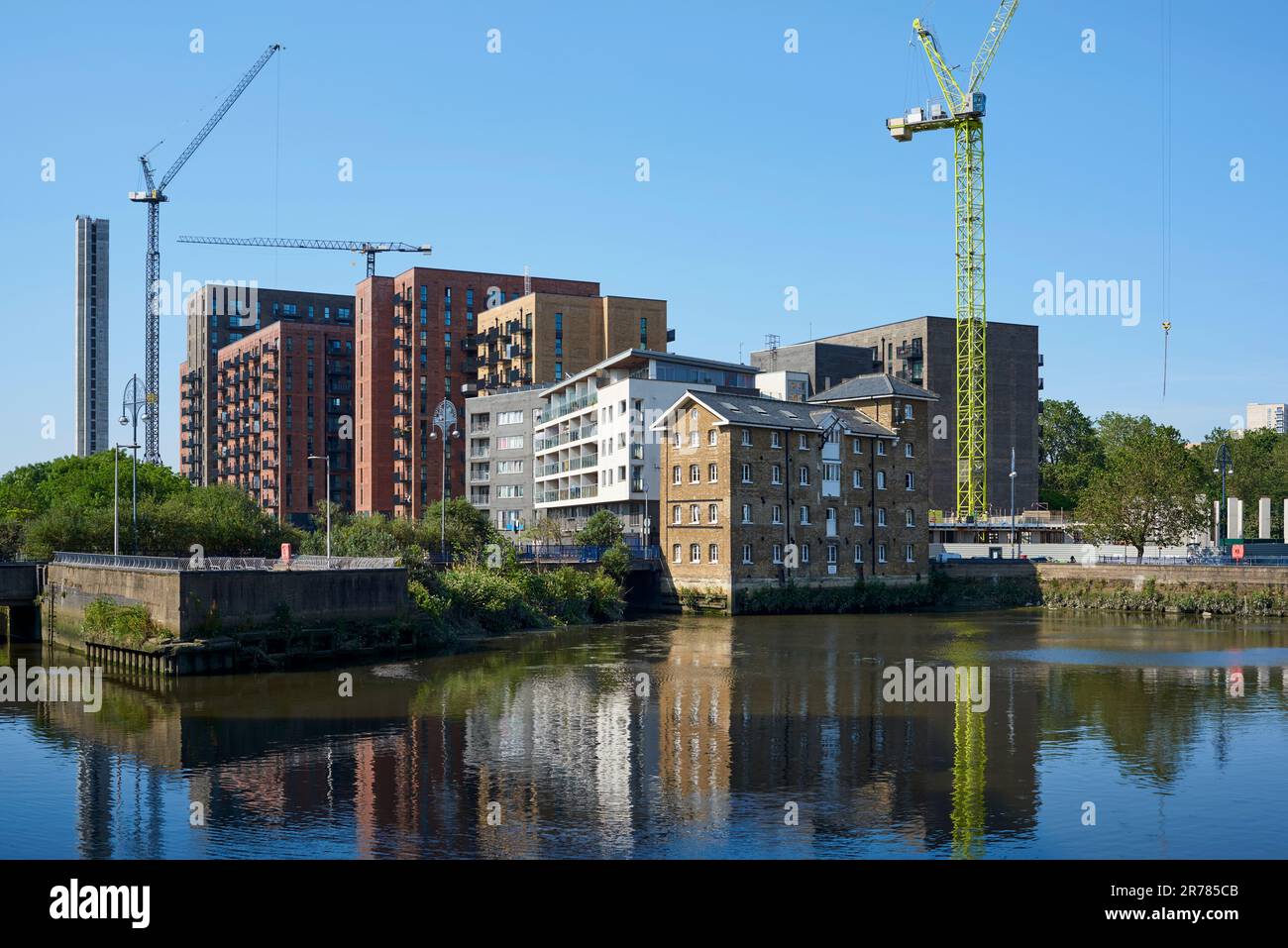 New apartment blocks at Barking, East London UK, by the River Roding ...