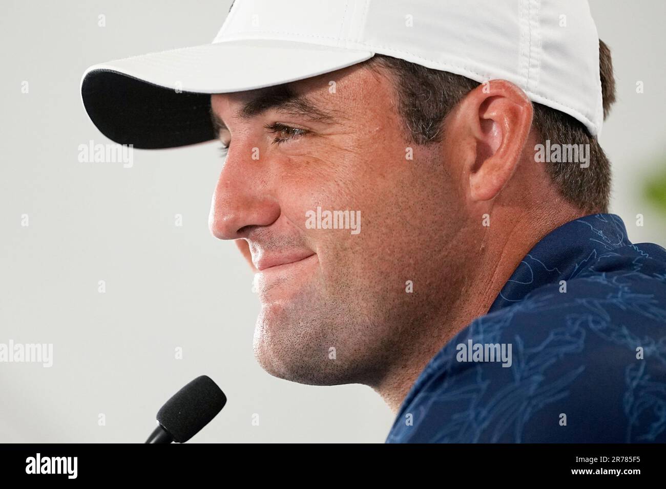 Scottie Scheffler speaks during a news conference before the U.S. Open ...