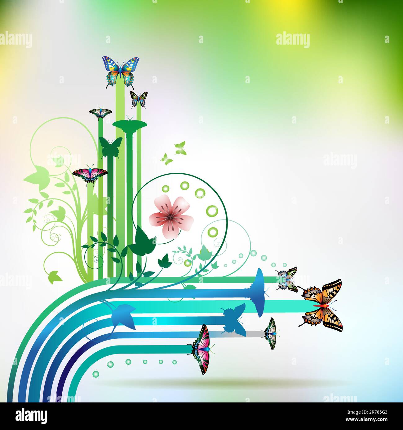 Springtime background with butterflies and stripes Stock Vector Image ...