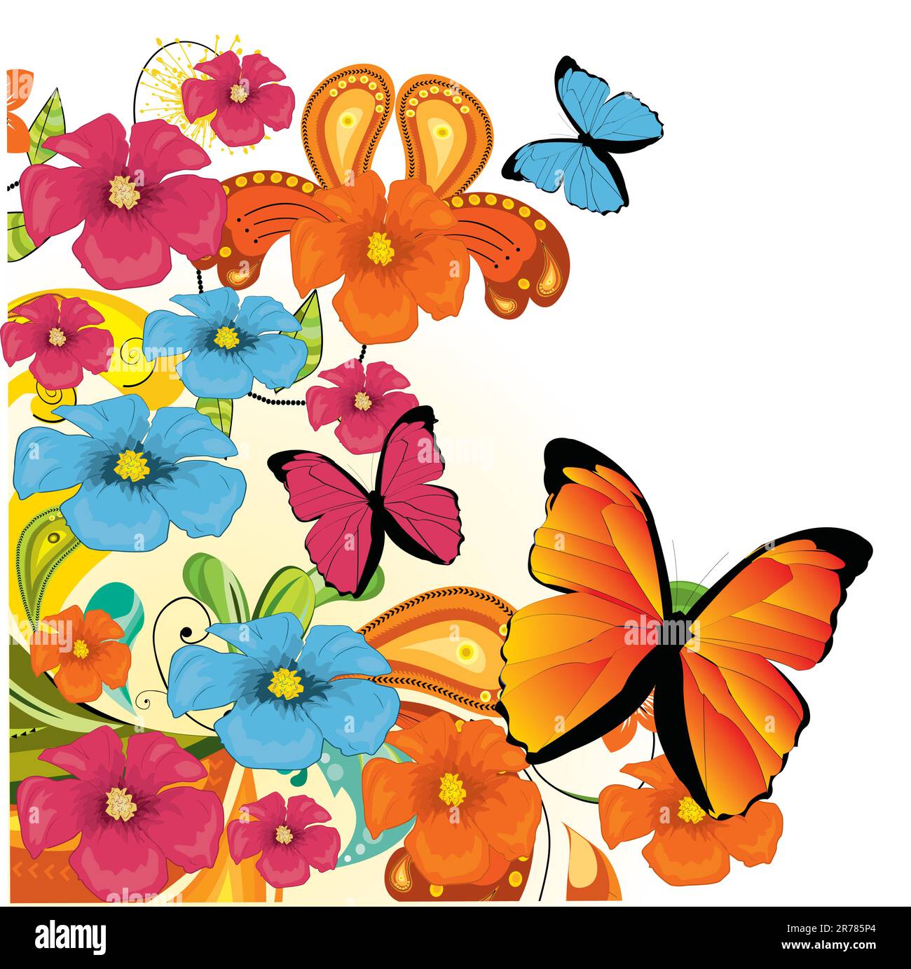 Cluster of flowers drawing Stock Vector Images - Alamy