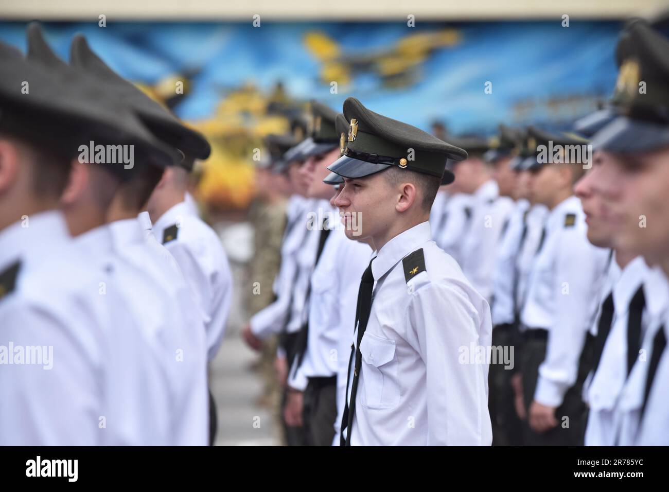 Cadets seen during the graduation ceremony at the Heroes Krut Lyceum in ...
