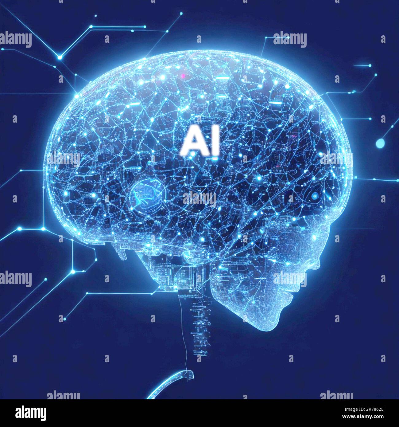 Ai artificial intelligence and data science, technology, brain machine learning, 3d rendering ...