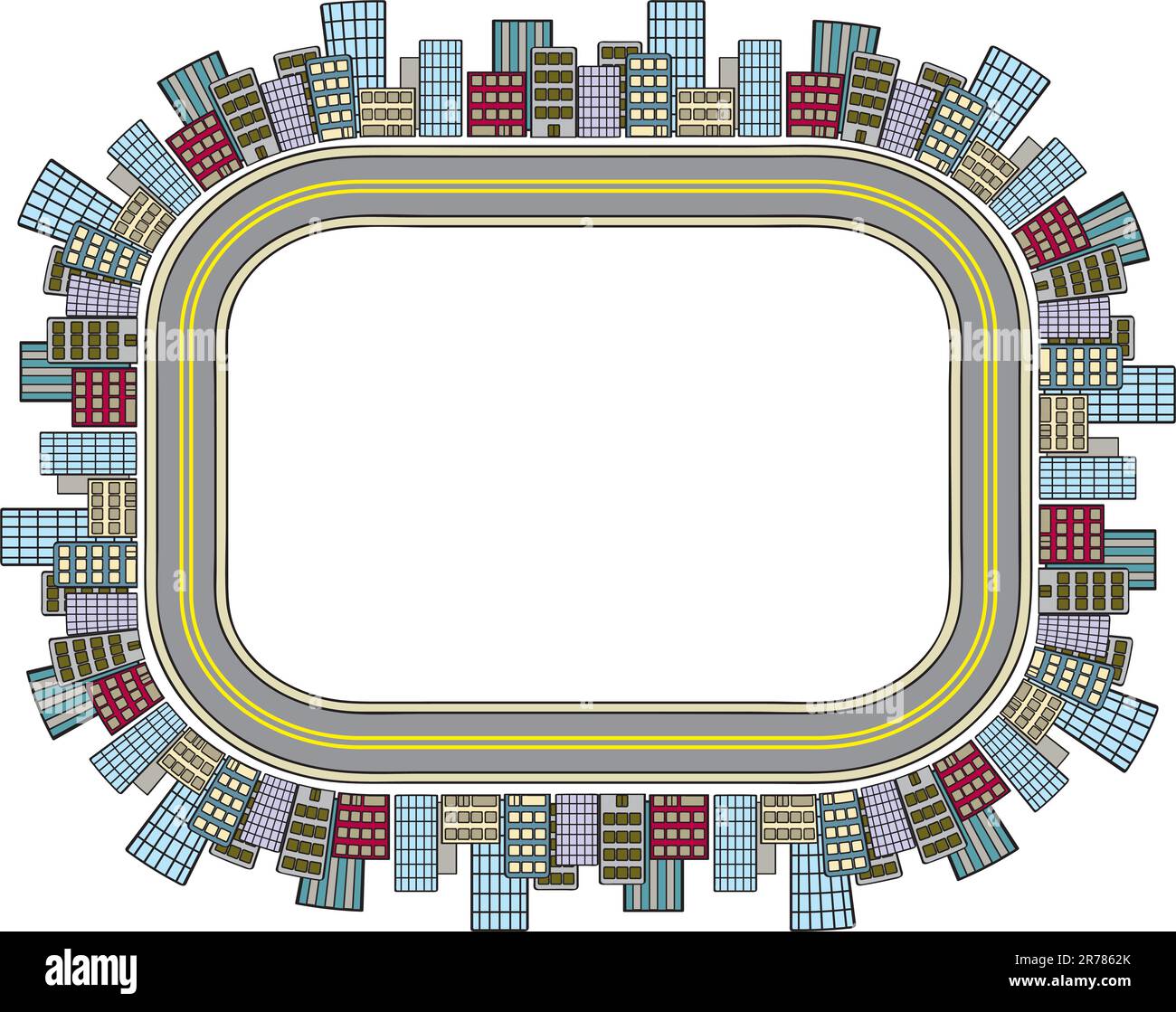 A cartoon city and street in a rectangular shape Stock Vector Image ...