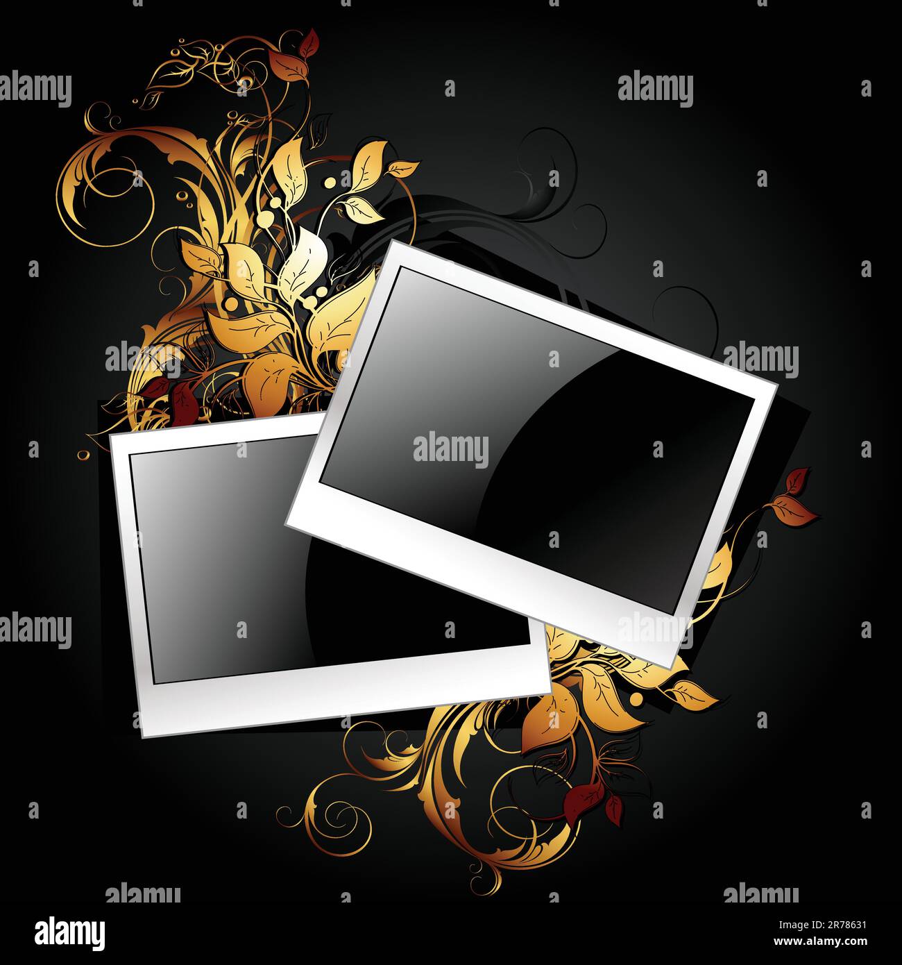 web icon photo frames with floral elements, this illustration may be ...