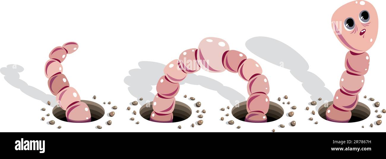Worm doing holes cartoon illustration Stock Vector Image & Art - Alamy