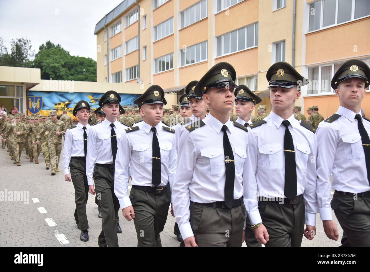 June 10, 2023, Lviv, Ukraine: Cadets march during the graduation ...