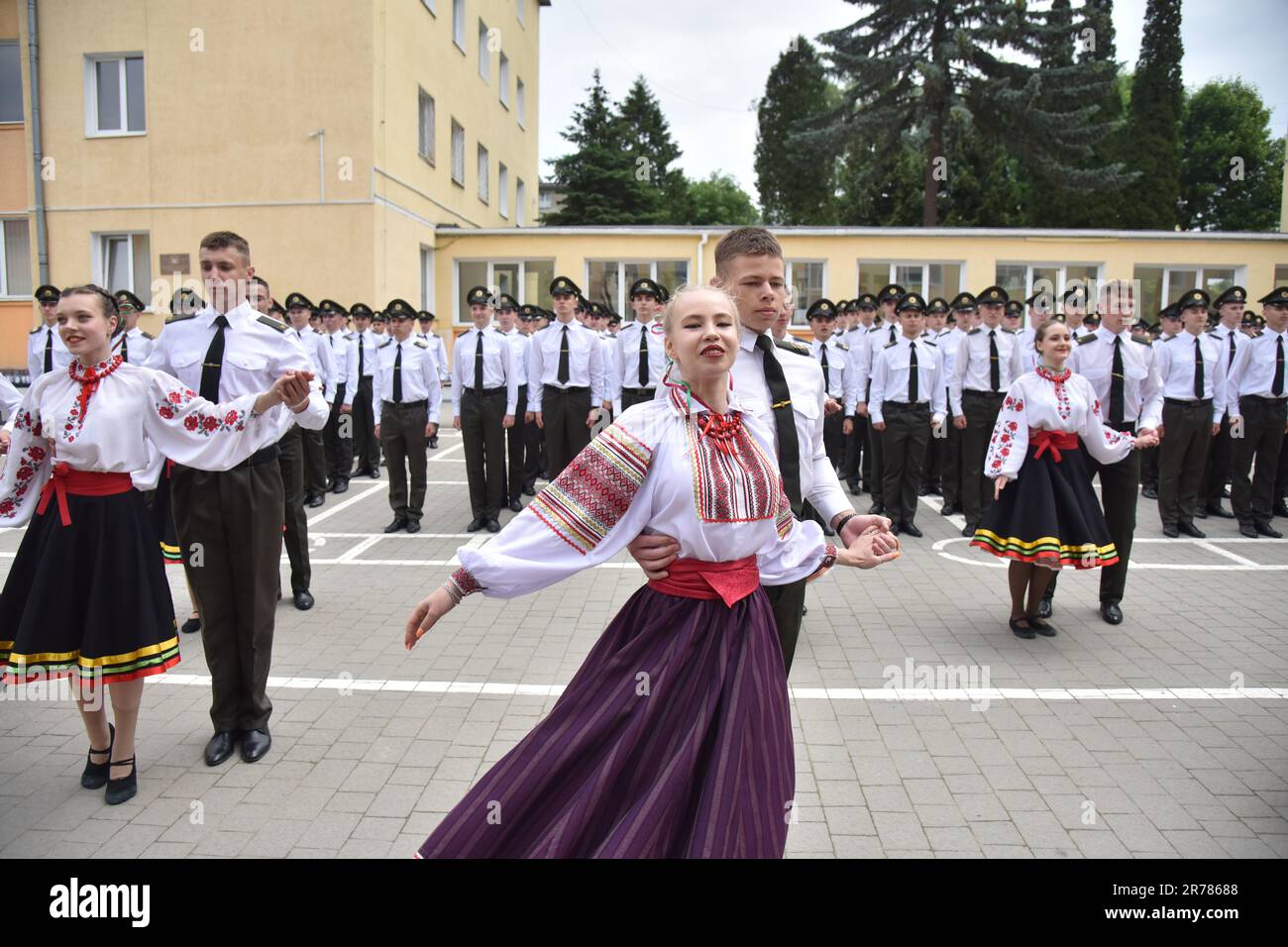 June 10, 2023, Lviv, Ukraine: Cadets dance a waltz during the ...