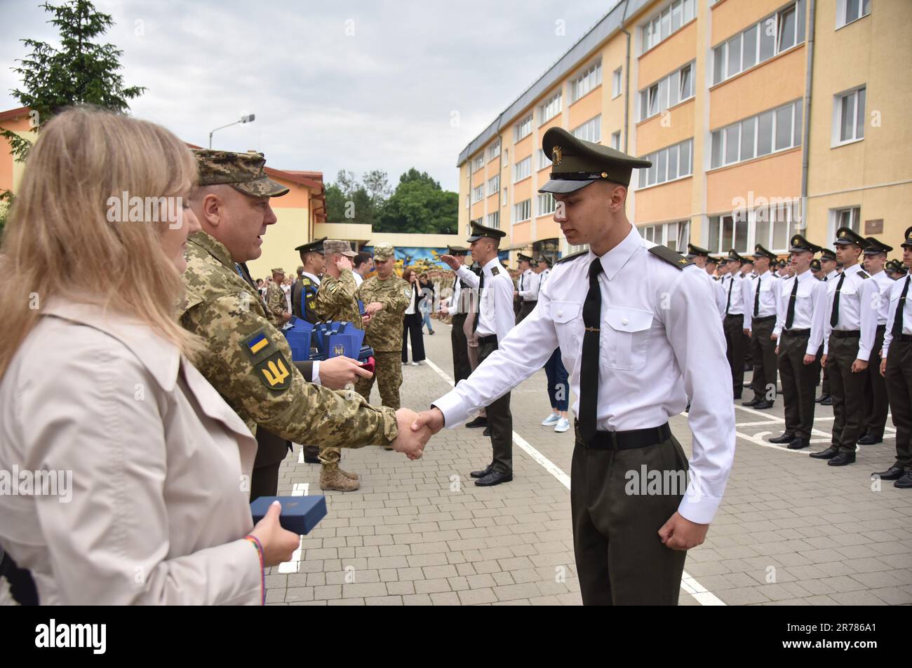 June 10, 2023, Lviv, Ukraine: Awarding of graduation awards to cadets ...