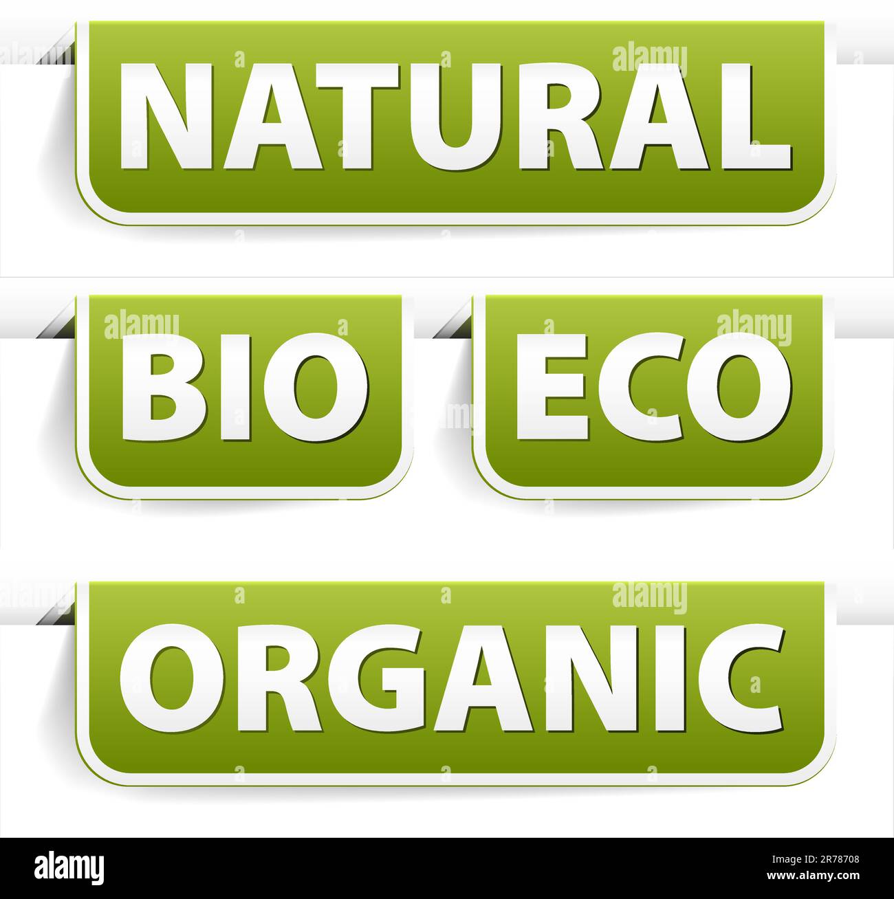 Set of green bookmarks for organic, natural, eco, bio food Stock Vector ...