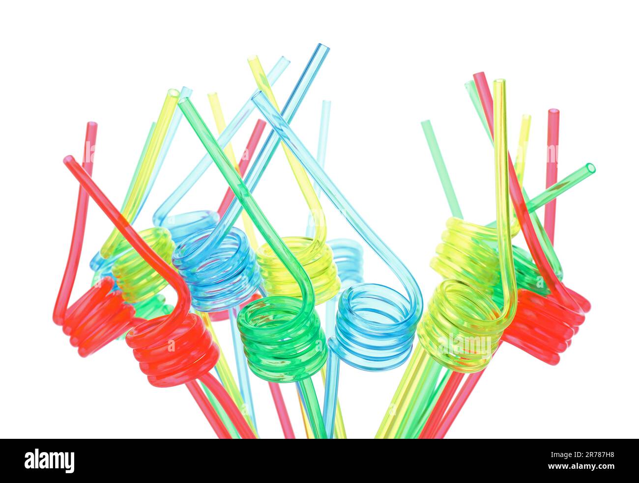 Color plastic cocktail tubes on white background Stock Photo - Alamy