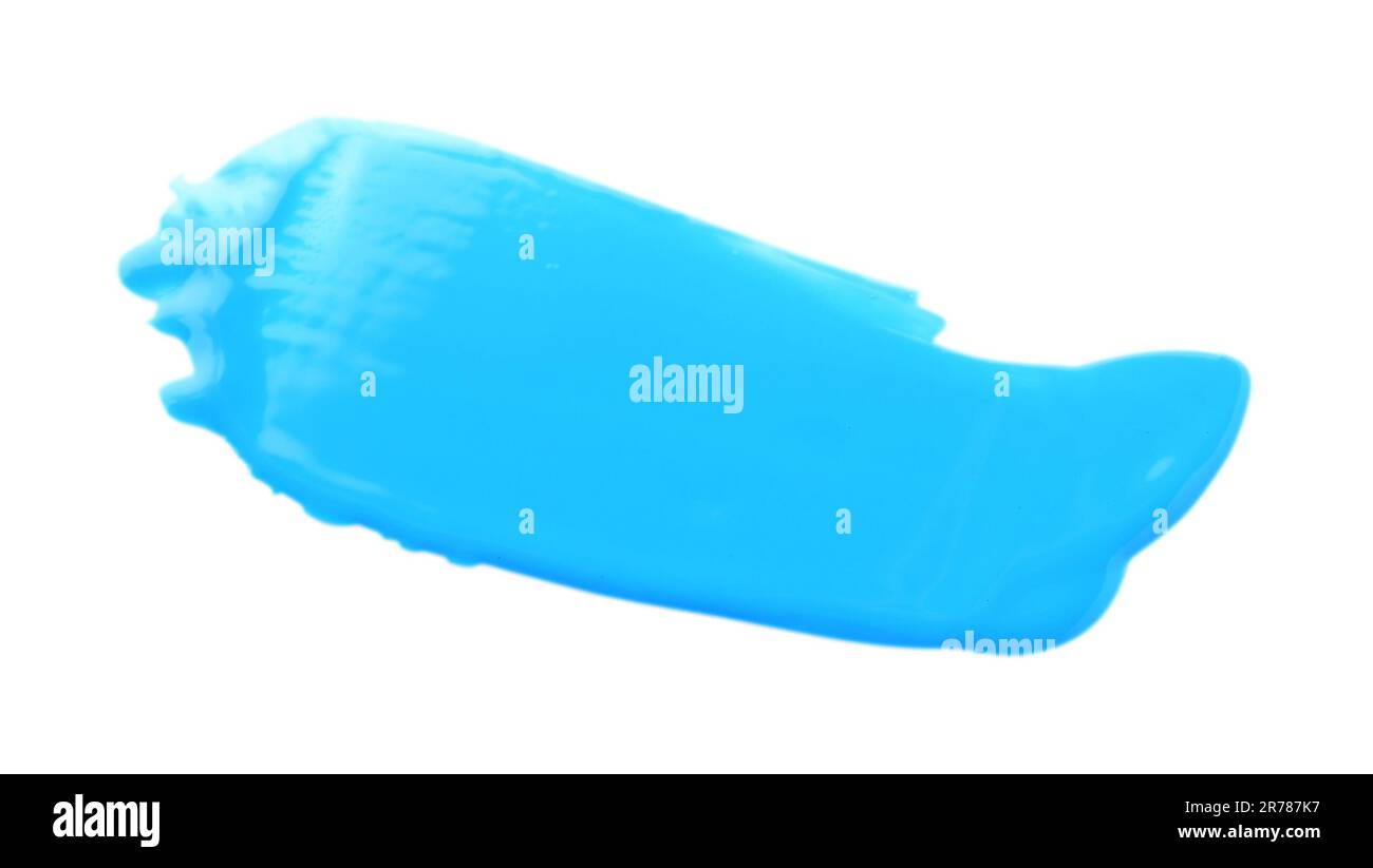 Light blue paint sample on white background, top view Stock Photo - Alamy